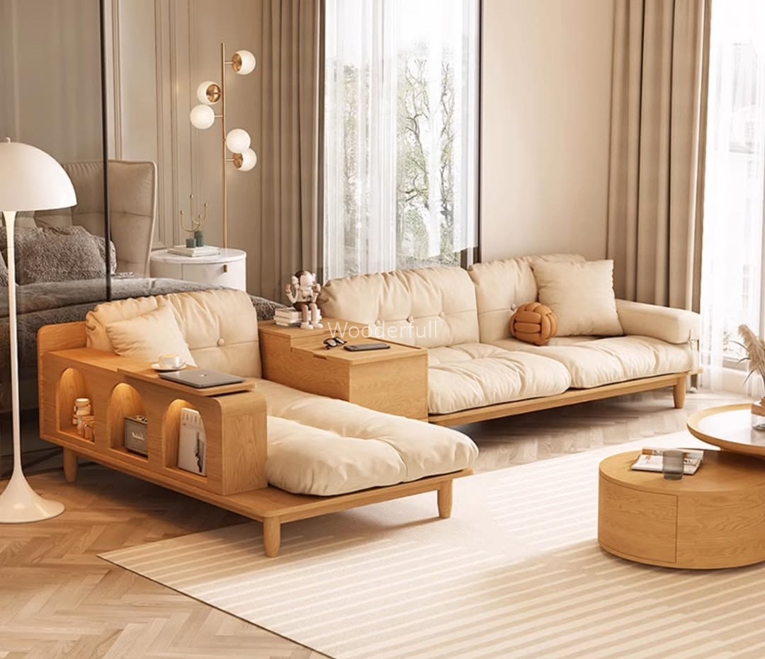 Set Sofa Minimalis Kayu Jati – Kursi Modern dengan Penyimpanan Multifungsi