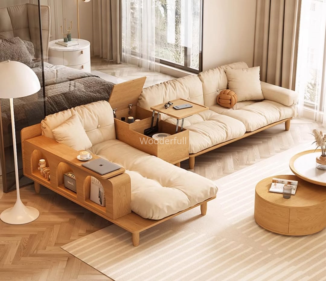 Set Sofa Minimalis Kayu Jati – Kursi Modern dengan Penyimpanan Multifungsi